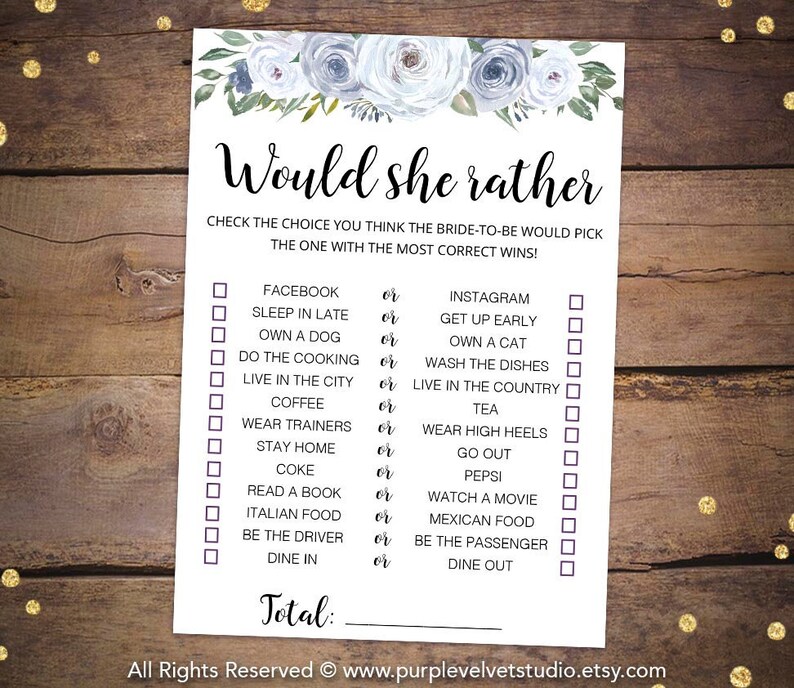 Printable Bridal Shower Games Printable Dusty Blue Bridal Etsy
