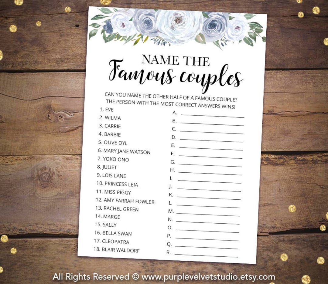 Printable Bridal Shower Games Printable Dusty Blue Floral - Etsy