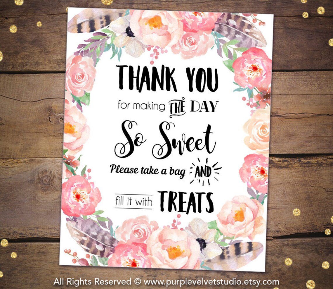 Printable Candy Buffet Sign Candy Bar Table Sign Treats Sign | Etsy