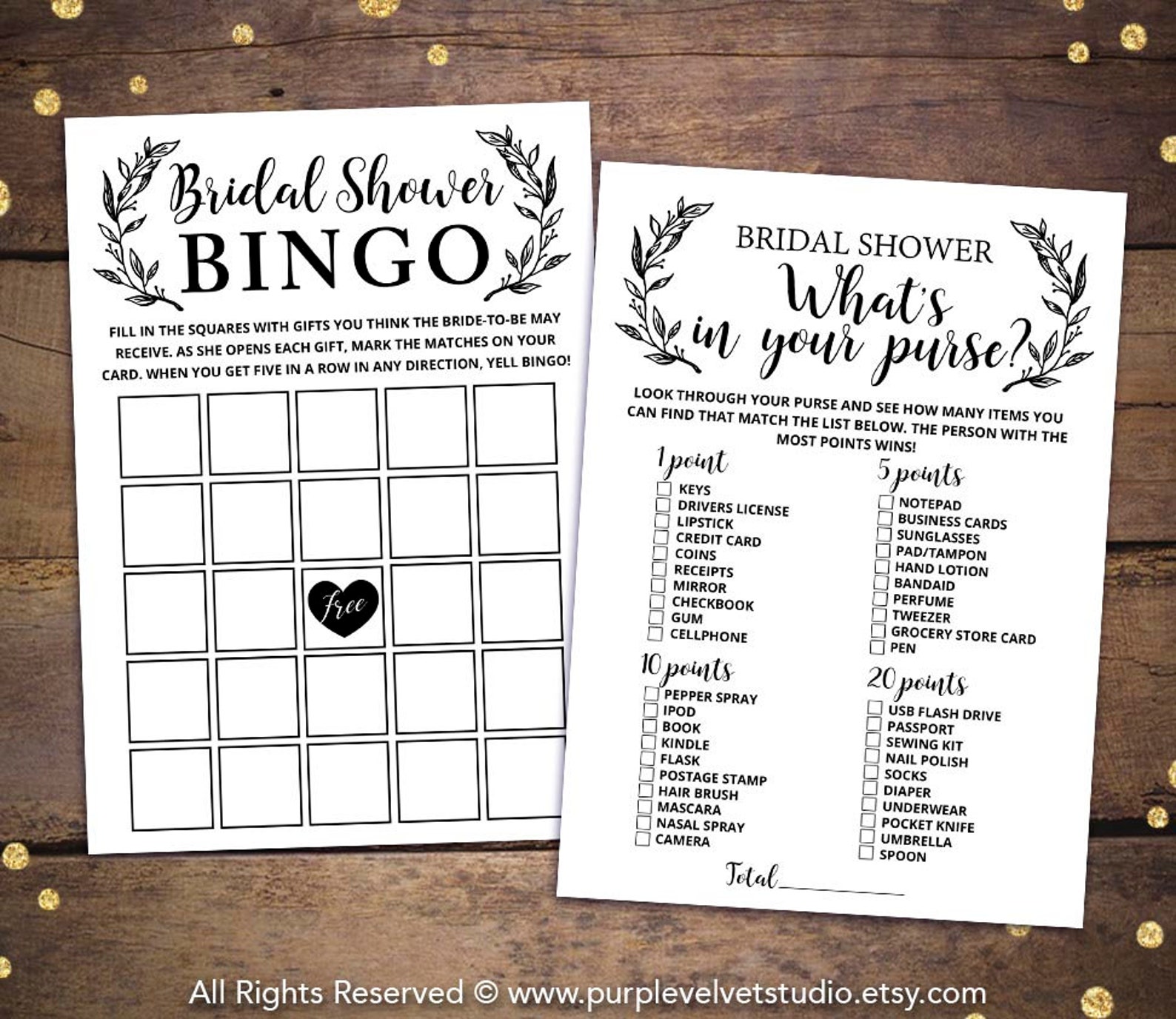 Printable Rustic Bridal Shower Games Package Printable Kraft Etsy