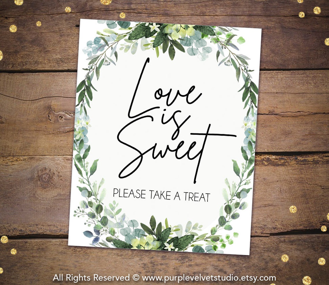 Printable Love is Sweet Sign Please Take a Treat Sign Treats - Etsy