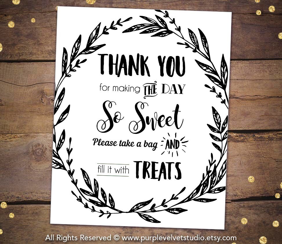 Printable Candy Buffet Sign Candy Bar Table Sign Treats Sign | Etsy