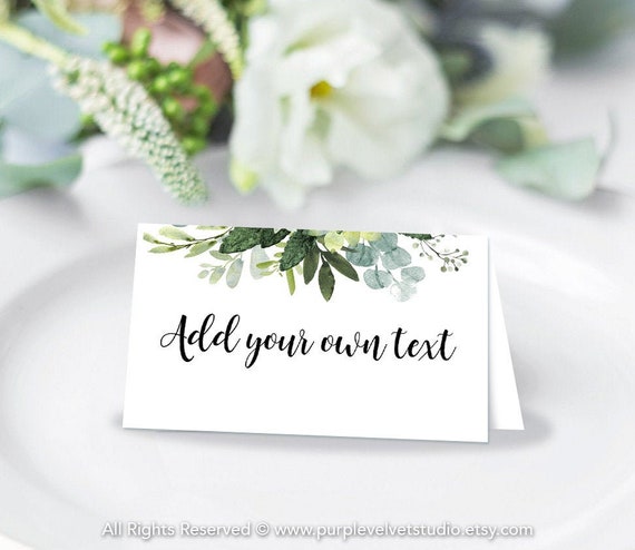 Printable Greenery Leaves Food Tent Cards Food Labels - Etsy