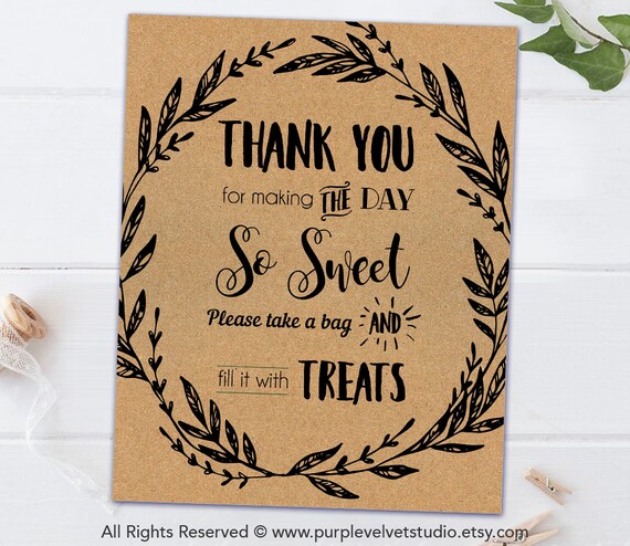 Printable Candy Buffet Sign Candy Bar Table Sign Treats Sign | Etsy