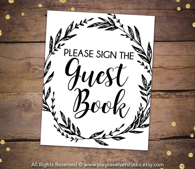 Printable Guest Book Sign Guestbook Sign Rustic Wedding | Etsy