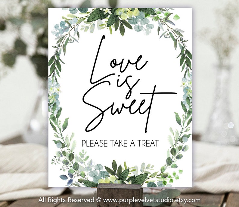Printable Love is Sweet Sign Please Take a Treat Sign Treats - Etsy
