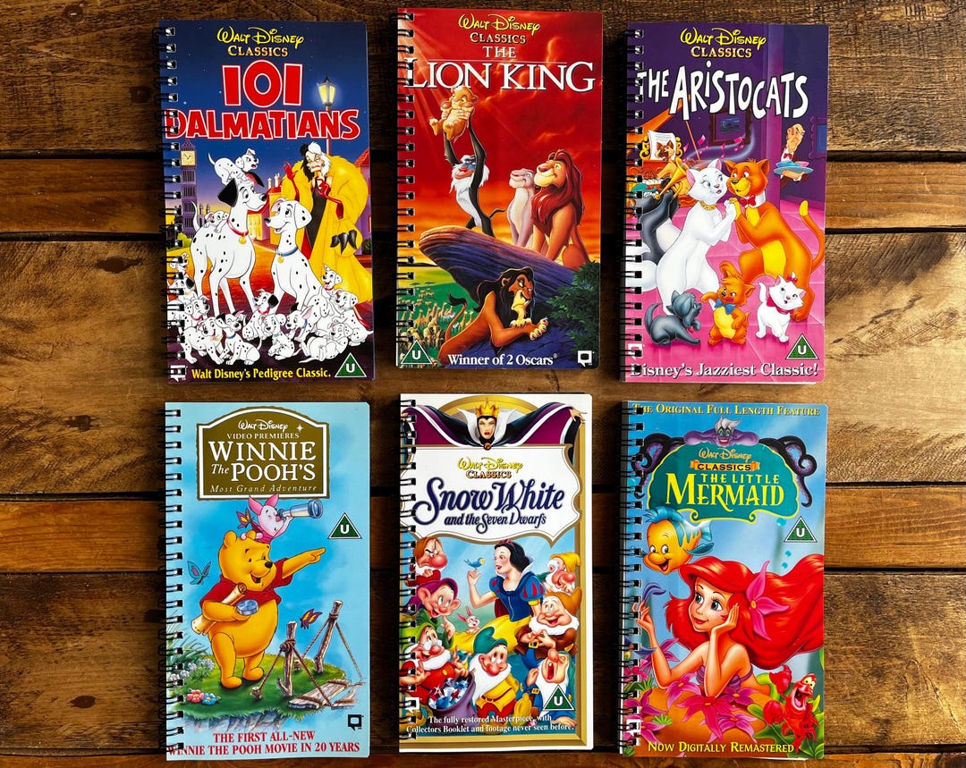 Recycled/upcycled Disney VHS Notebook - the Lion King, Aladdin, Lilo ...