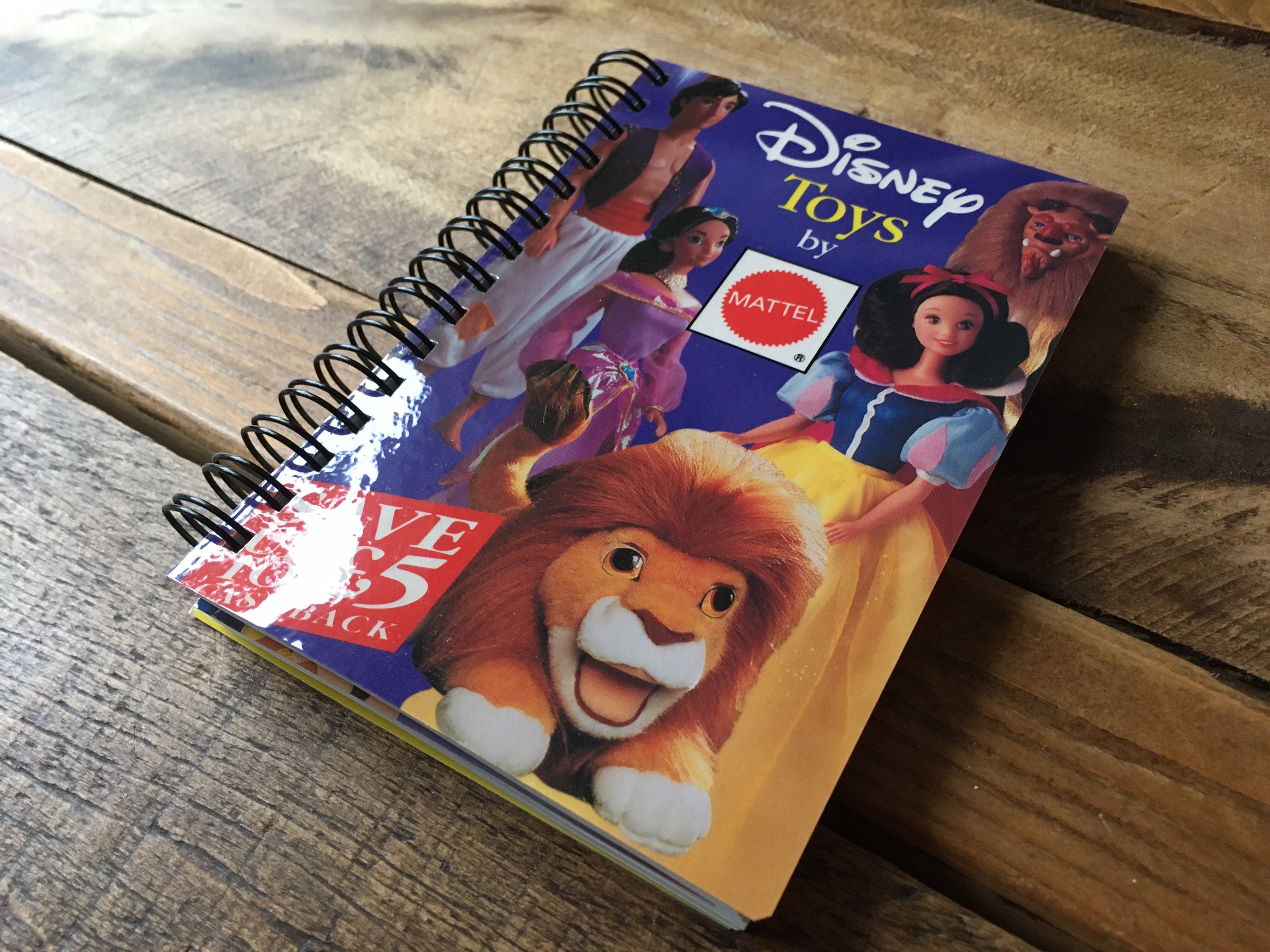 Recycled/upcycled Retro Disney VHS Leaflet - Disney Mattel Toys Mini ...