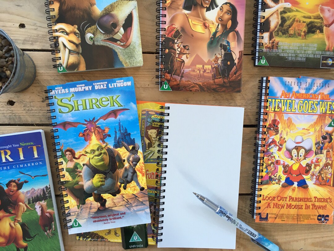 Recycled/upcycled VHS Cover Notebook - Family Favourites - Shrek ...
