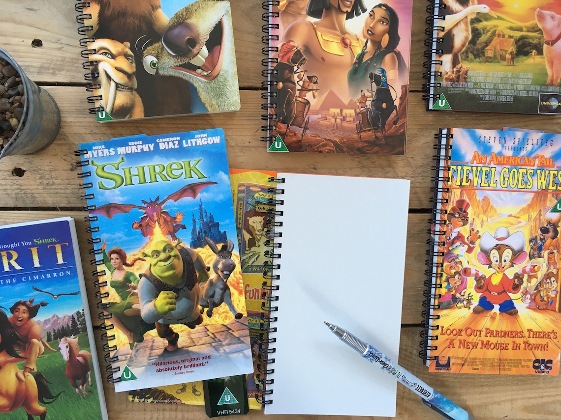 Recycled/upcycled VHS Cover Notebook - Family Favourites - Shrek ...