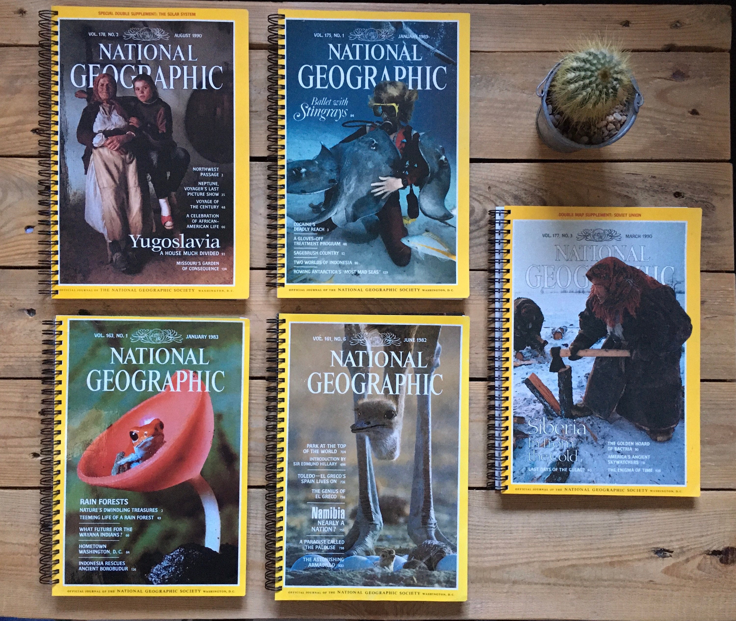 Recycled/upcycled National Geographic Spiral-bound Notebook - Etsy Sweden