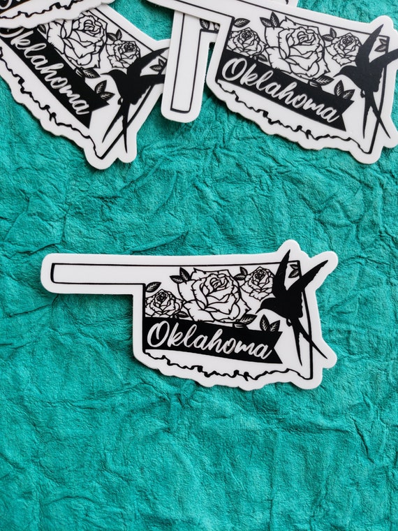 oklahomie vsco water bottle sticker scissor tail & rose laptop decal ...