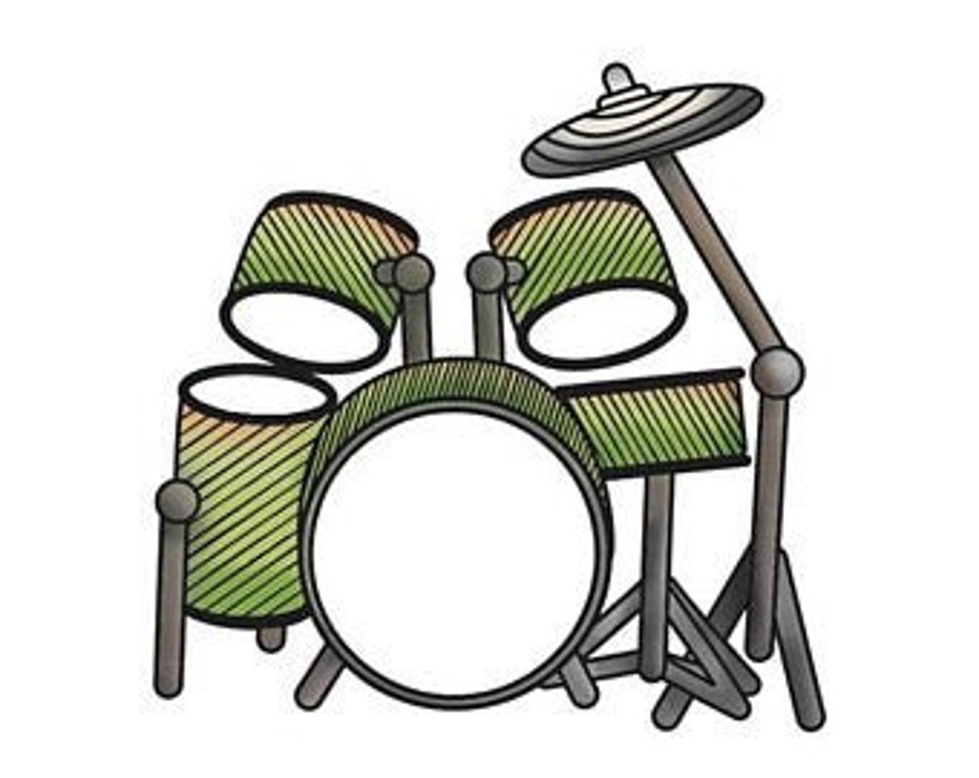Drum Set Rubber Stamp | Music-themed Craft Stamp | Percussion Stamp for ...