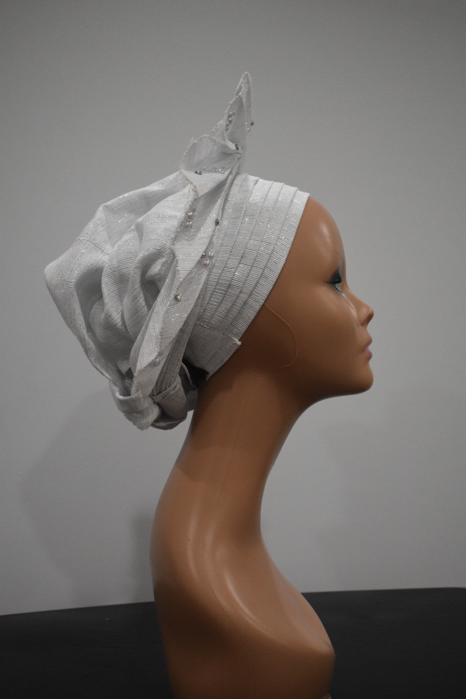 Fan Autogele With a Side Bow/ Ready to Wear Autogele/ Pre-tied Headwrap ...