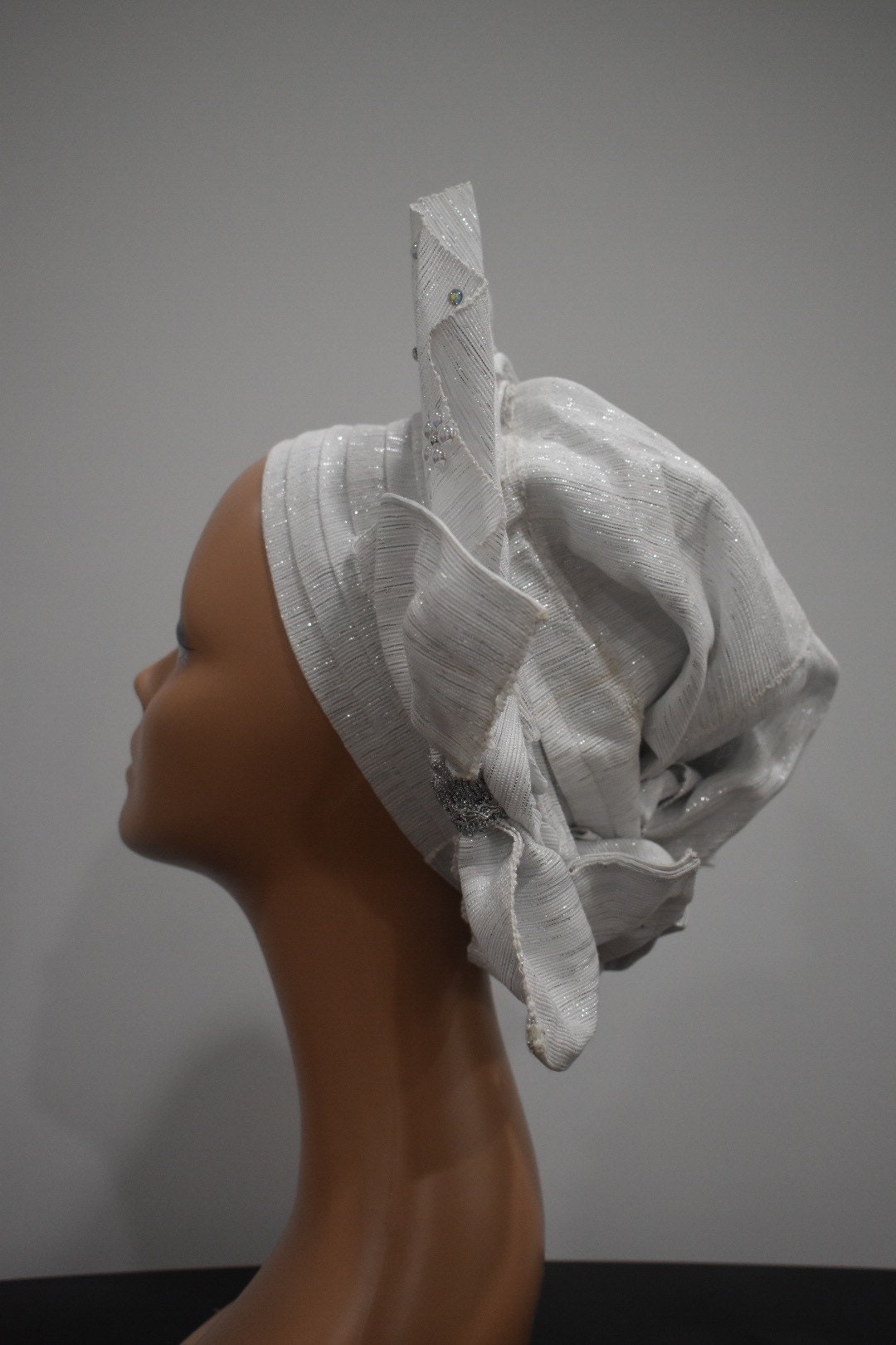 Fan Autogele With a Side Bow/ Ready to Wear Autogele/ Pre-tied Headwrap ...