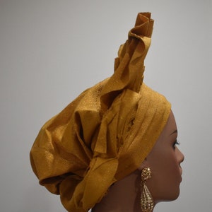 Unique Autogele / Ready to Wear Autogele/ Aso Oke / Yellow Gold ...
