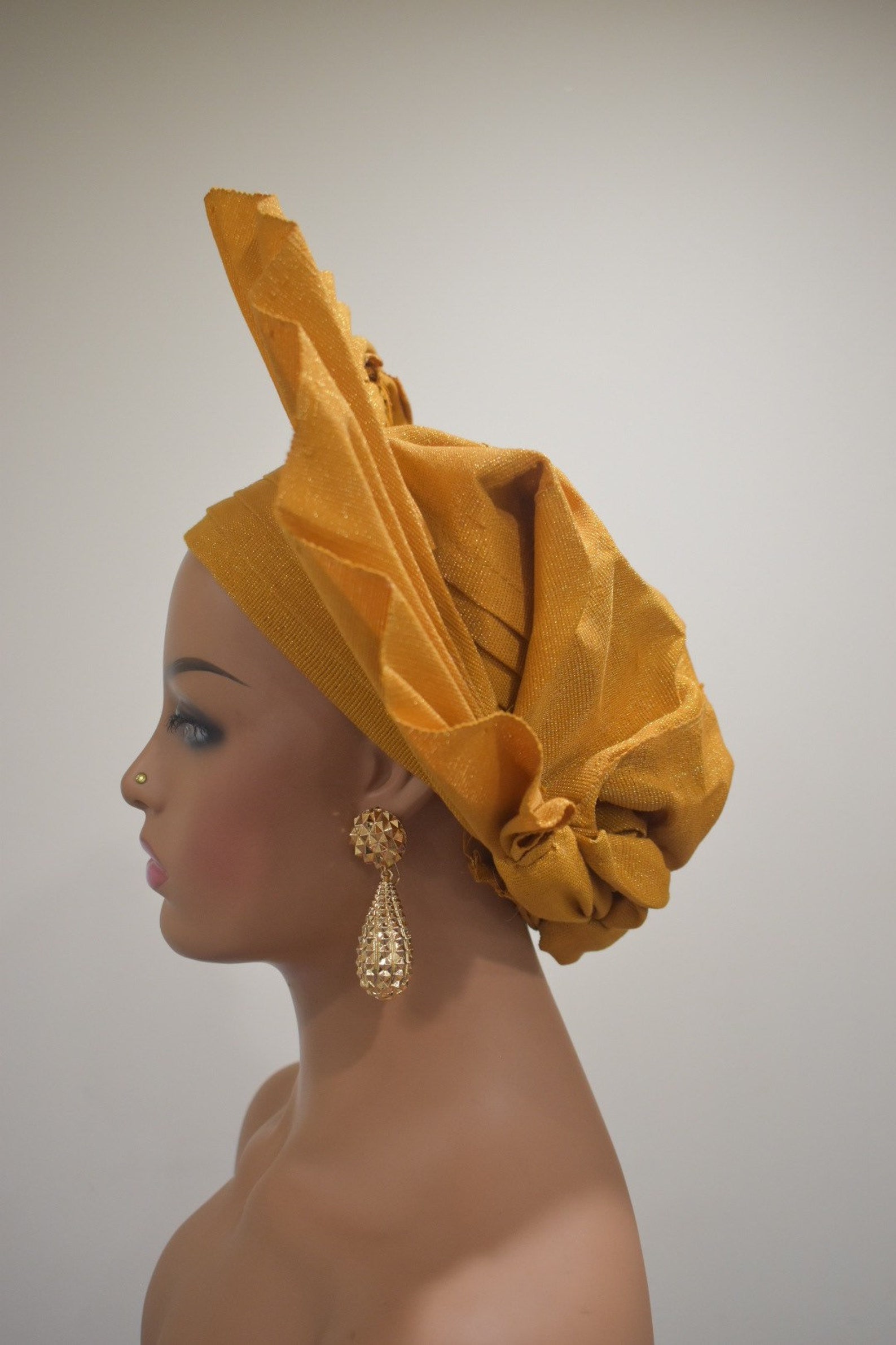 Unique Autogele / Ready to Wear Autogele/ Aso Oke / Yellow Gold ...