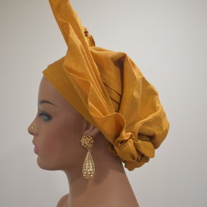 Unique Autogele / Ready to Wear Autogele/ Aso Oke / Yellow Gold ...