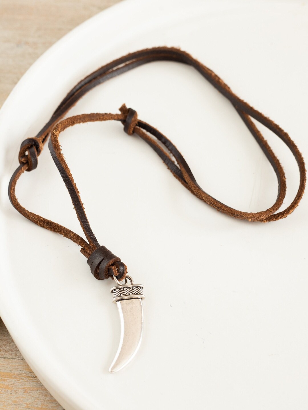 Leather Cord Necklace, Claw Necklace for Men, Men's Alligator Tooth ...