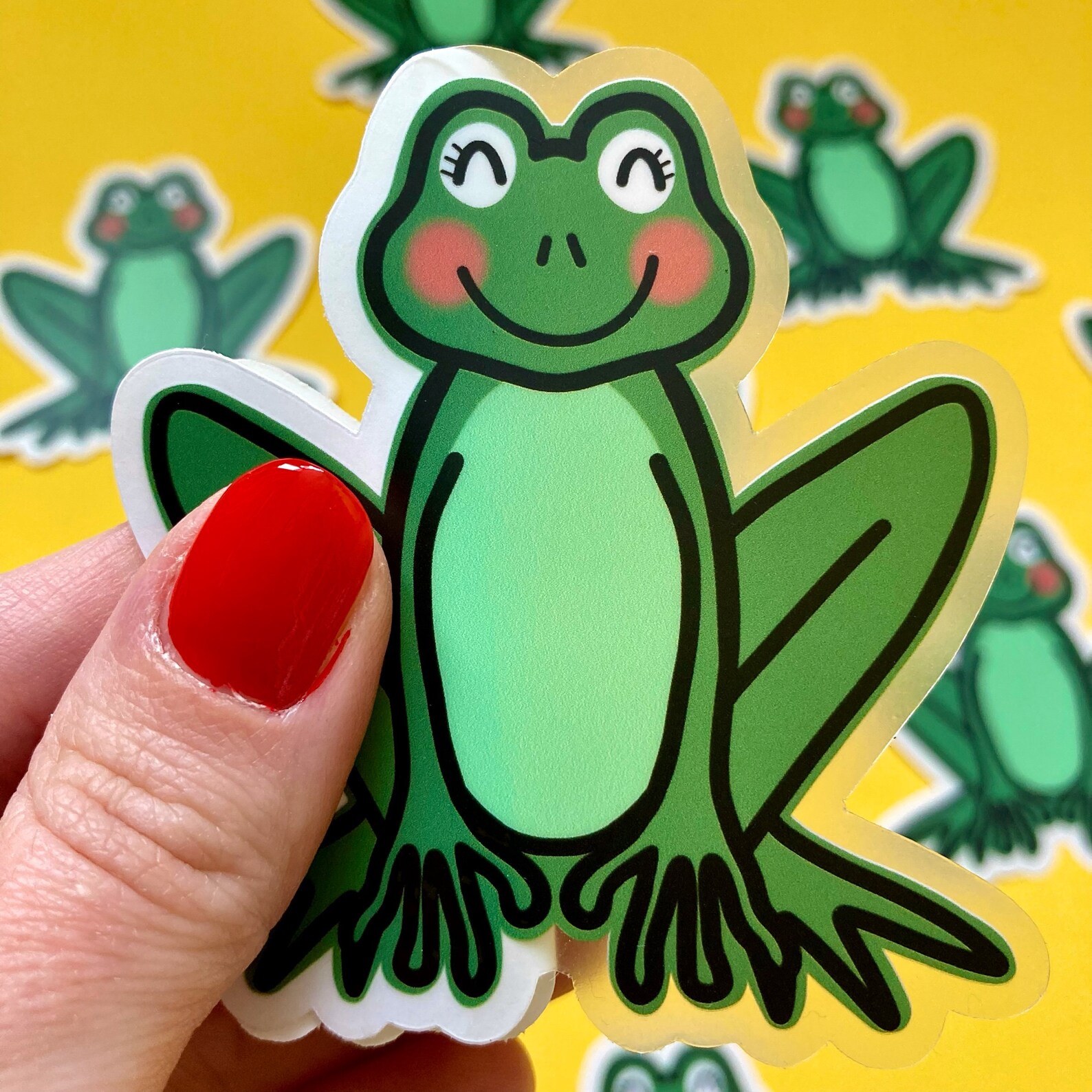 Transparent Cute Frog Die Cut Vinyl Sticker - Etsy