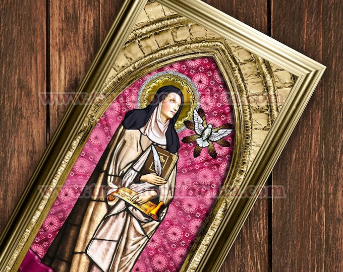 Saint Hildegard Von Bingen Handcrafted Framed Prints. 7x14 Size. St ...