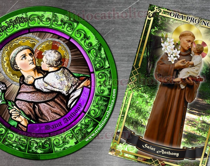 Saint St. Anthony, Patron of Lost Articles Stained Glass Round 4 Inch ...