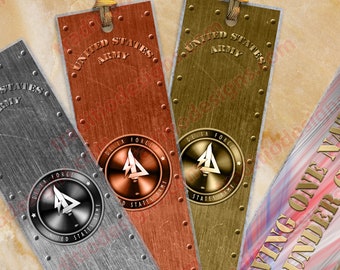 US Army Metallic Laminated Bookmarks. Custom US Army Bookmark. | Etsy