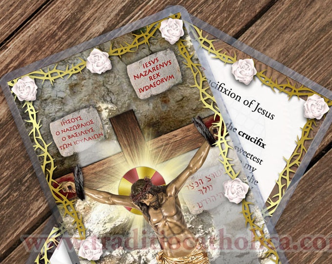 Crucifixion of Jesus Catholic Holy Prayer Card. Jesus - Etsy