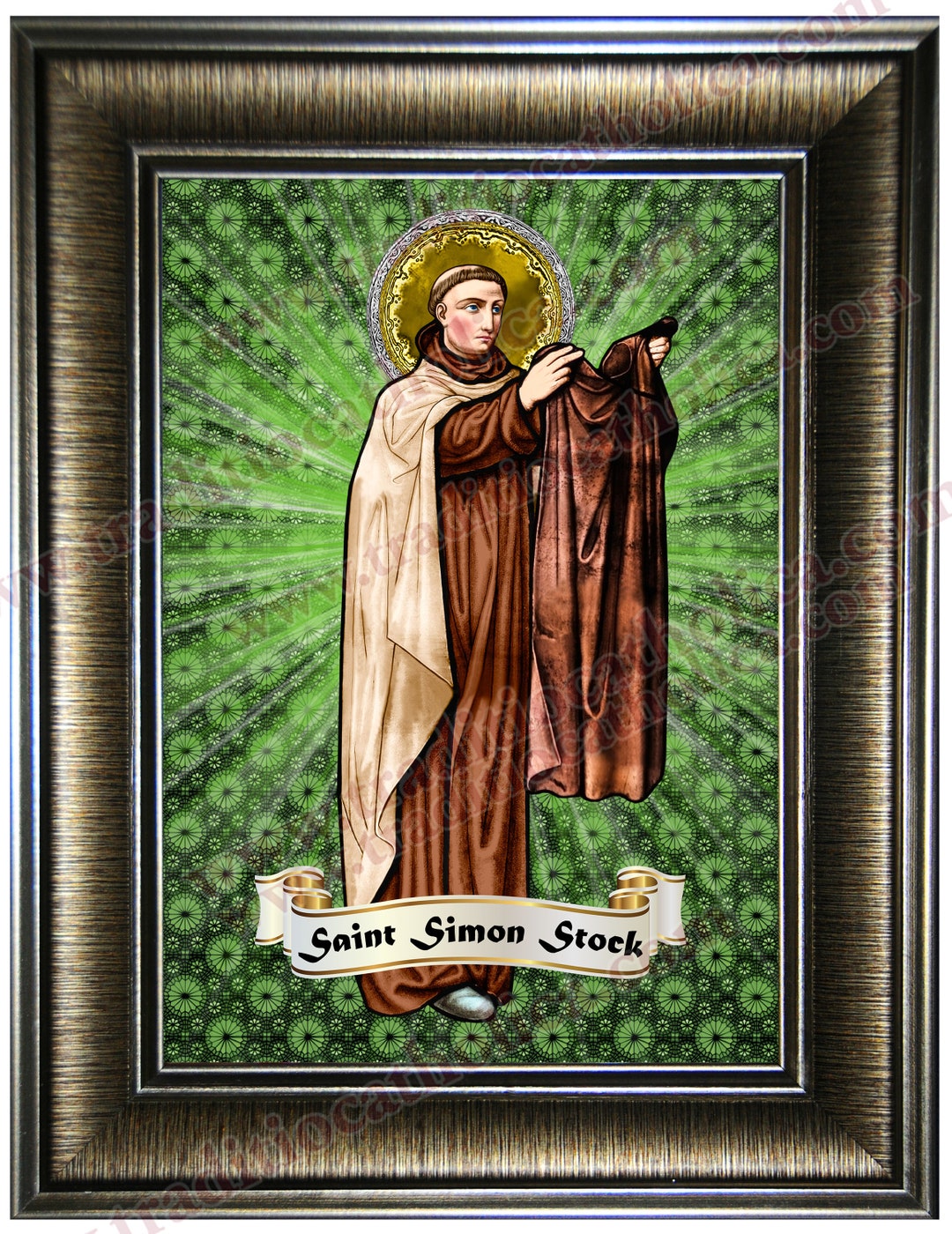 Saint Simon Stock of Brown Scapular Framed Prints With Silver or Gold ...