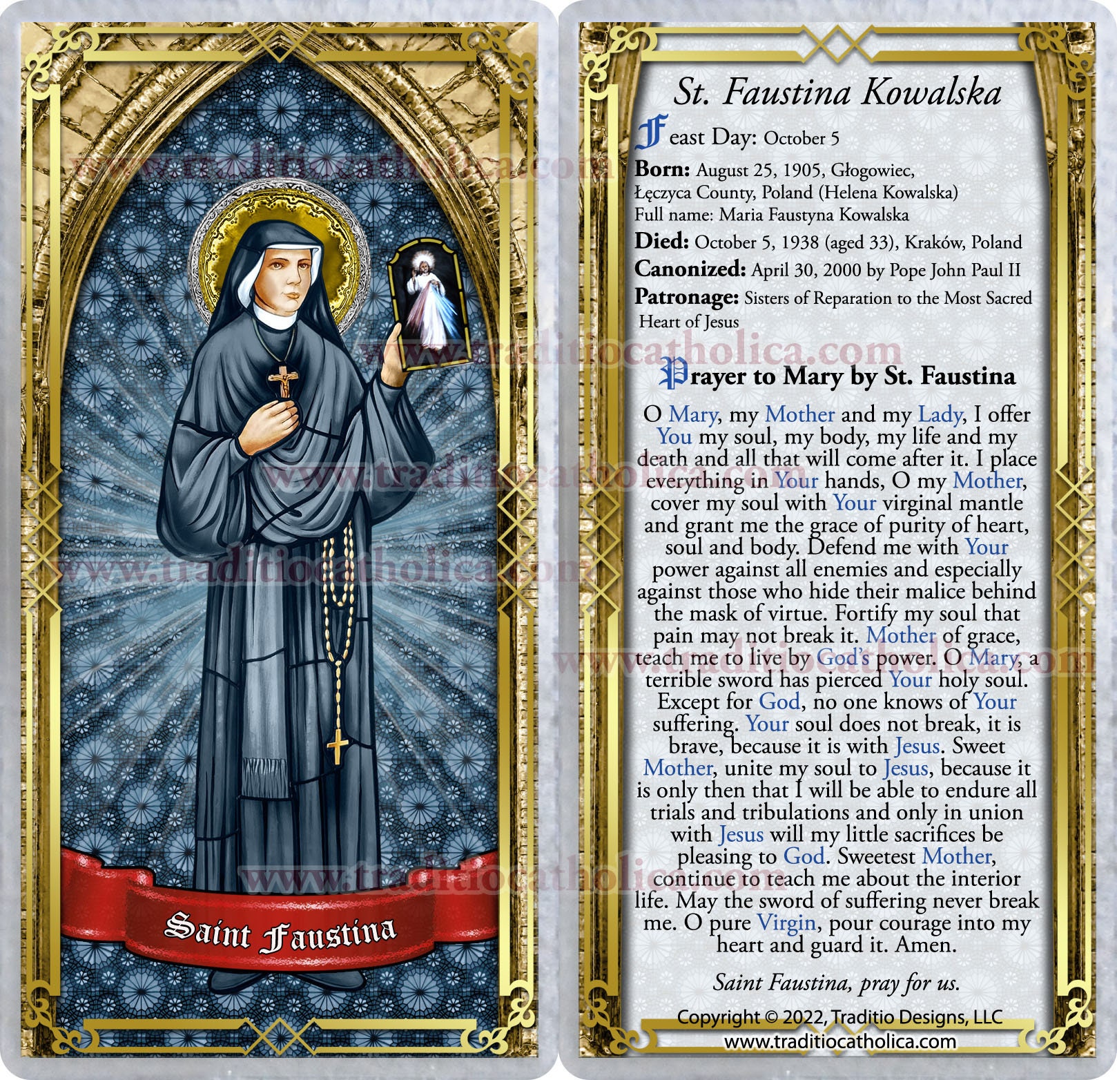 Saint Faustina Kowalska Poland Laminated Holy Prayer Card. - Etsy
