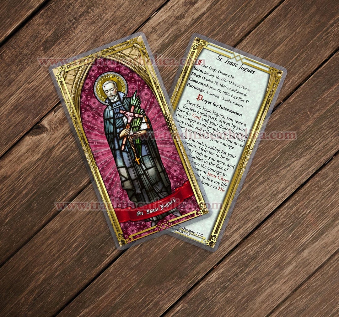Saint Isaac Jogues Laminated Catholic Holy Prayer Cards. St. Isaac ...
