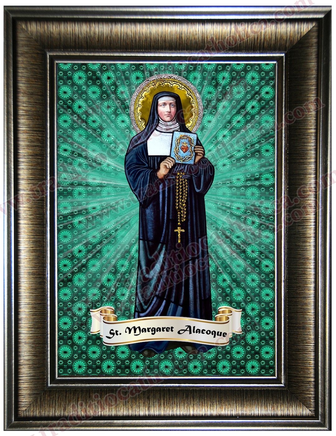 Saint Margaret Mary Alacoque Framed Prints With Silver or Gold Frame ...