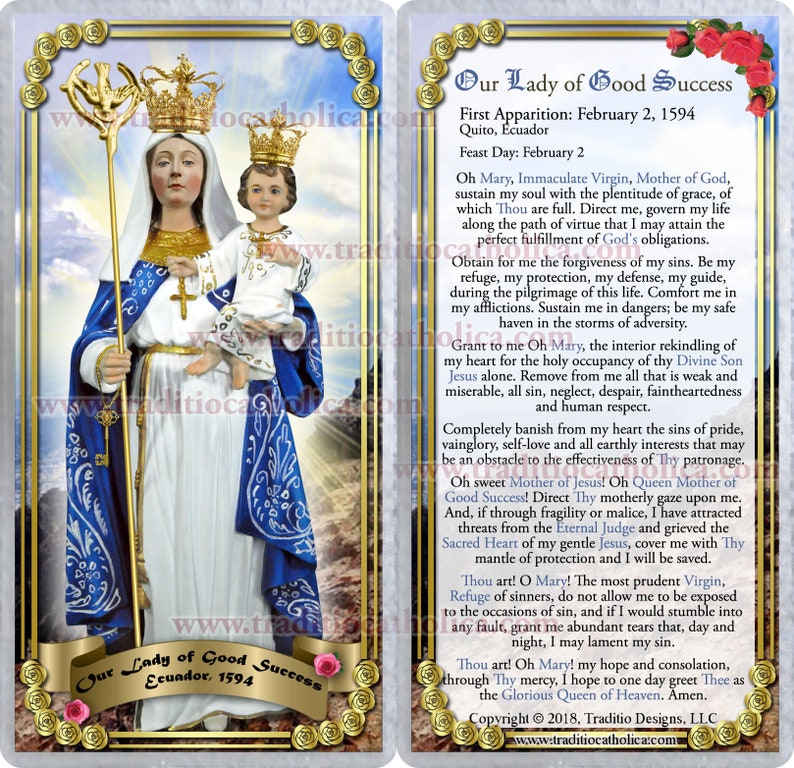 Our Lady of Good Success, Quito Ecuador Laminated Catholic Holy Prayer ...