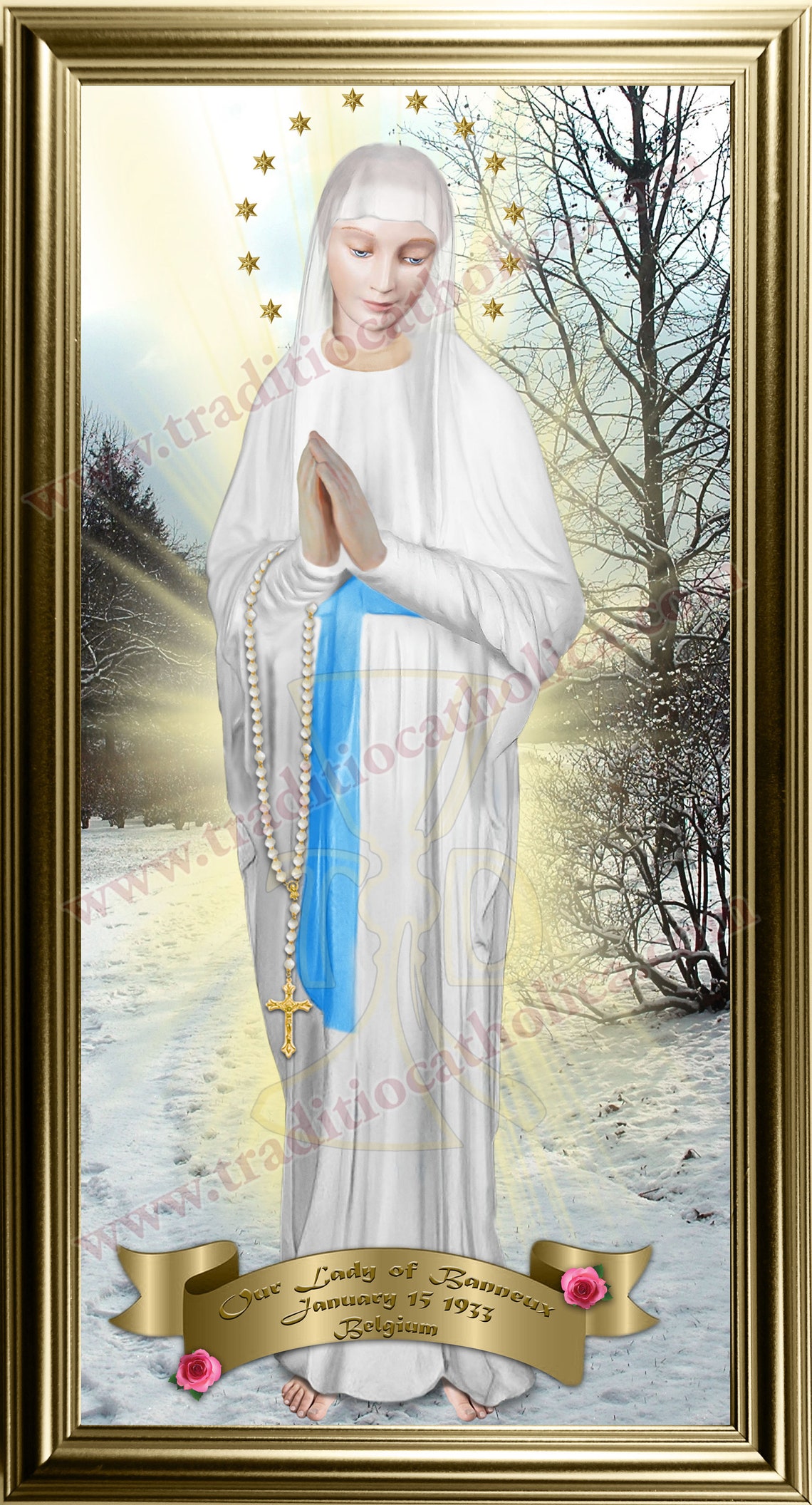 Our Lady of Banneux Belgium Handcrafted Framed Prints. 7x14 Size ...
