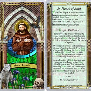 Saint St Francis of Assisi,italy Laminated Catholic Holy Prayer Card ...