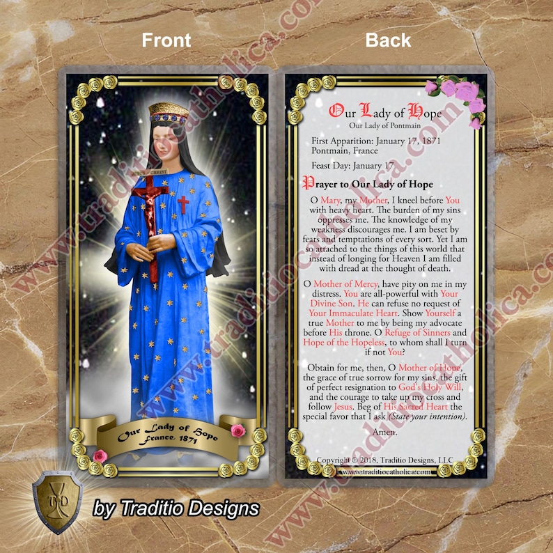 Our Lady of Hope of Pontmain France Laminated Holy Prayer Cards. Our ...