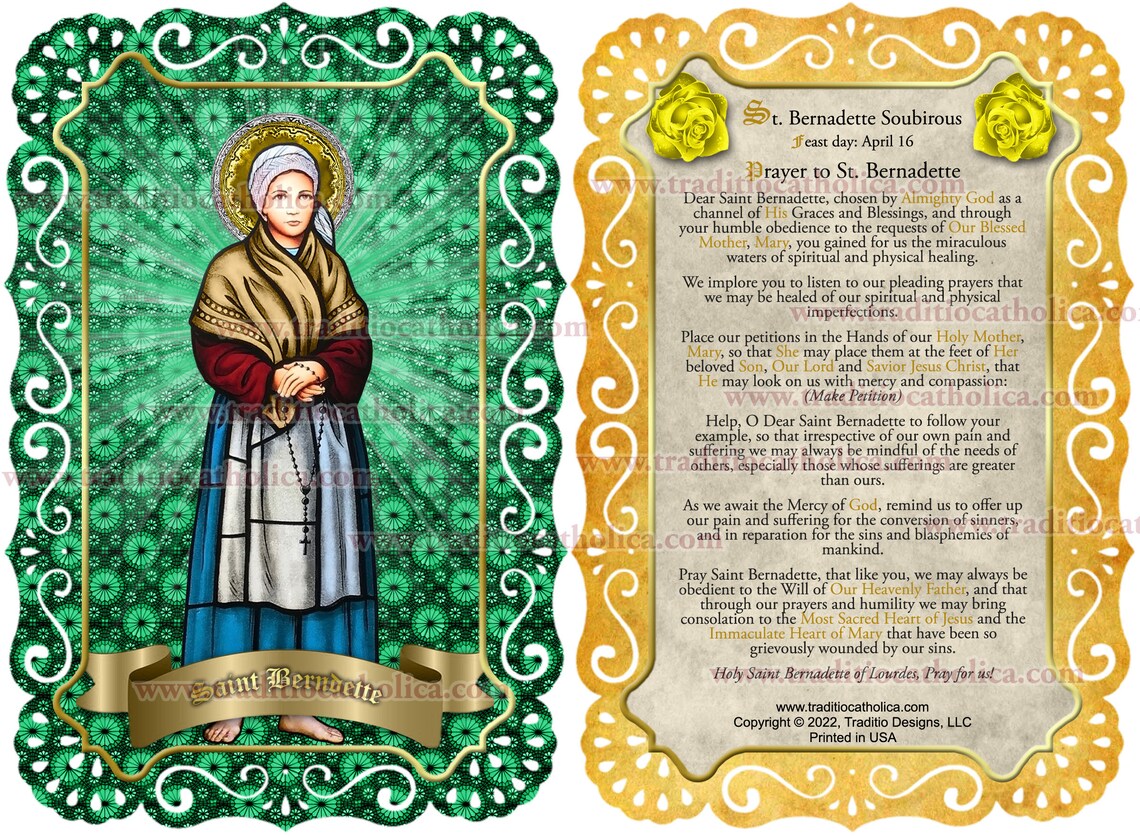 Saint Bernadette Soubirous Laminated Holy Prayer Cards. - Etsy
