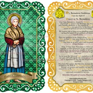 Saint Bernadette Soubirous Laminated Holy Prayer Cards. Lourdes France ...