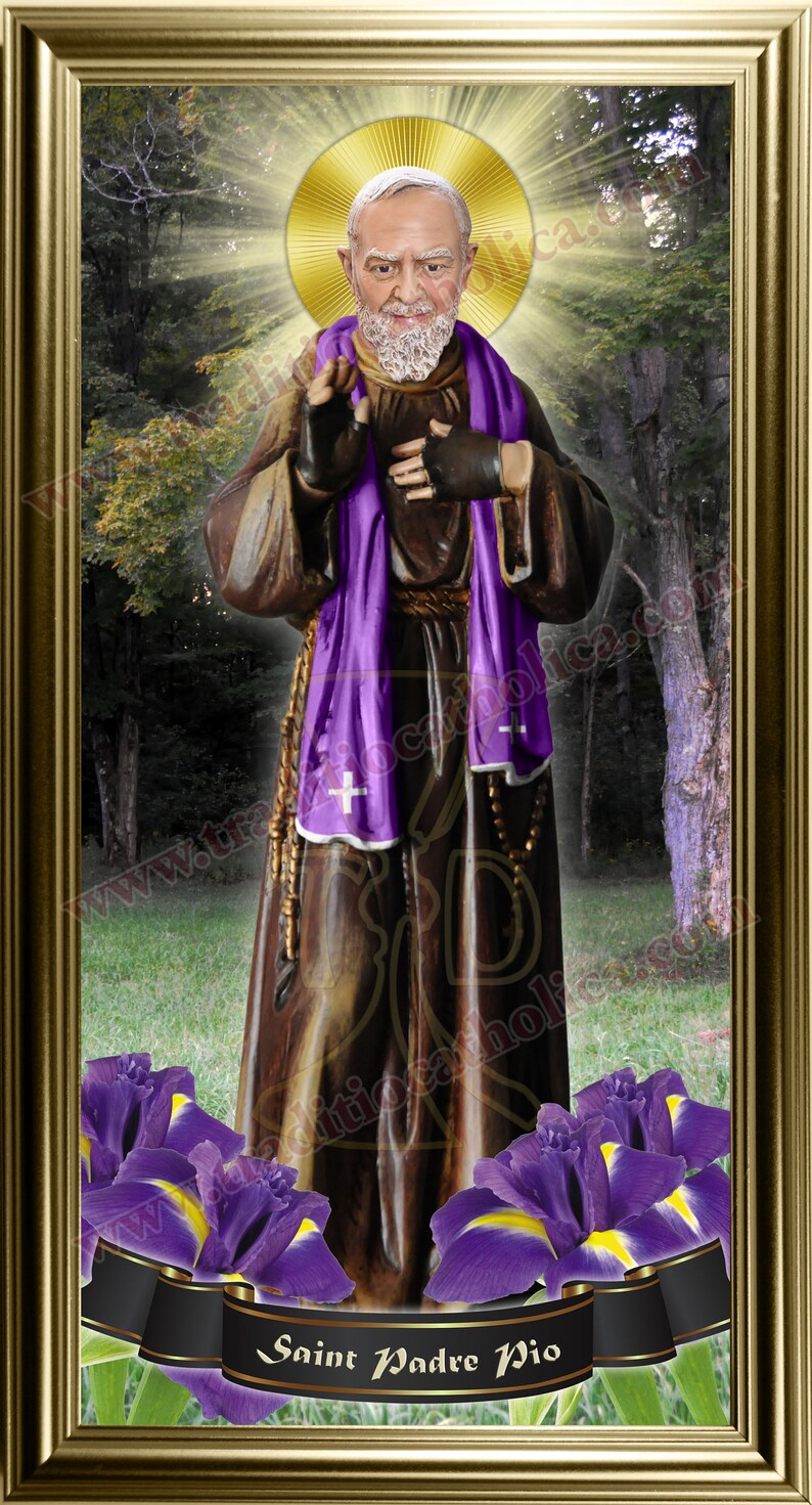 Saint Padre Pio of Pietrelcina, Italy Handcrafted Framed Prints. 7x14 ...