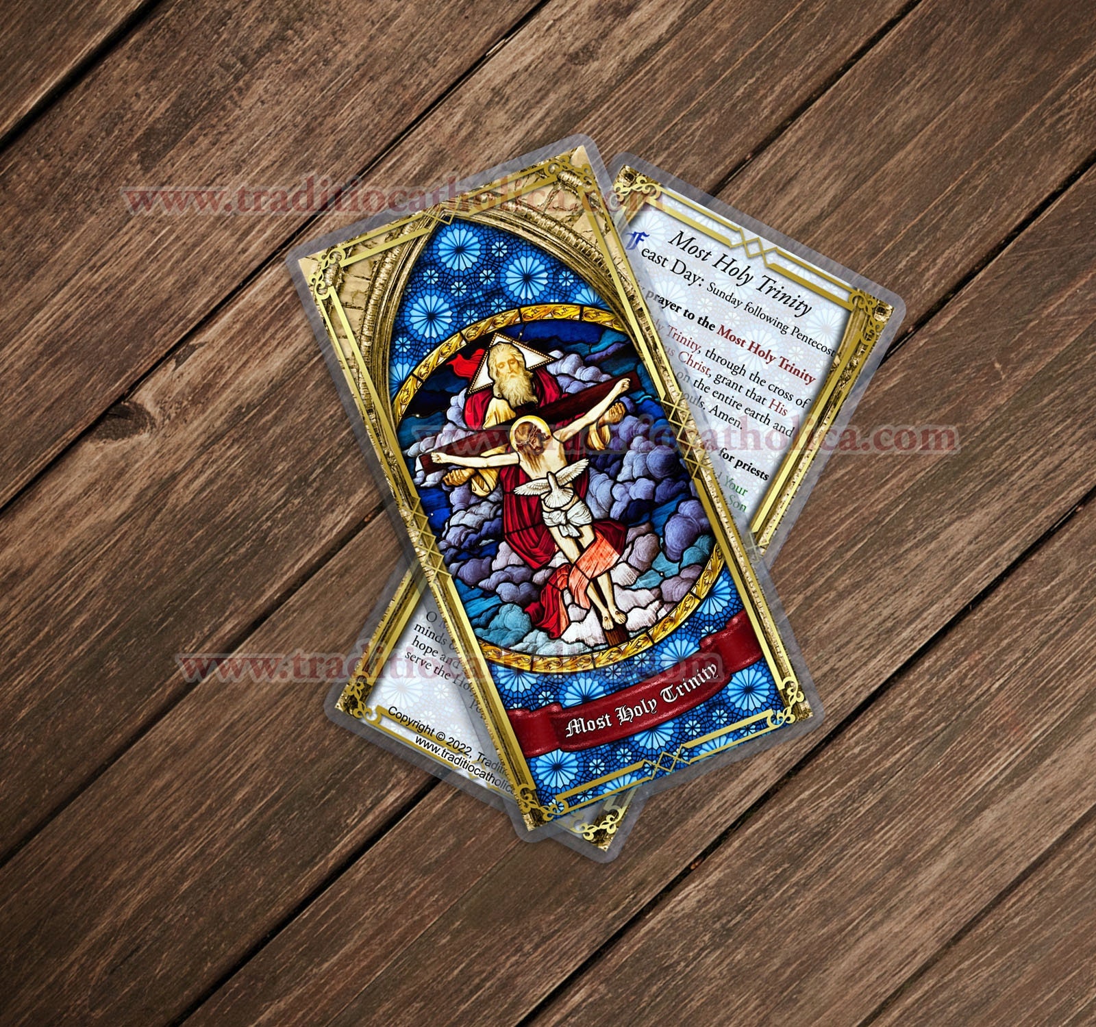 Most Holy Trinity Catholic Stained Glass Laminated Holy Card. - Etsy
