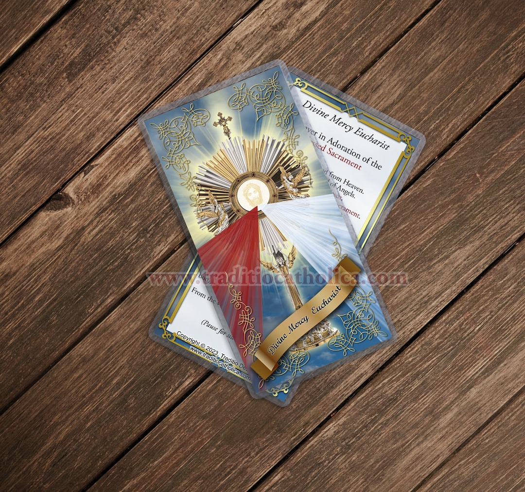 Divine Mercy Eucharist Adoration Laminated Holy Prayer Card. Prayer to ...