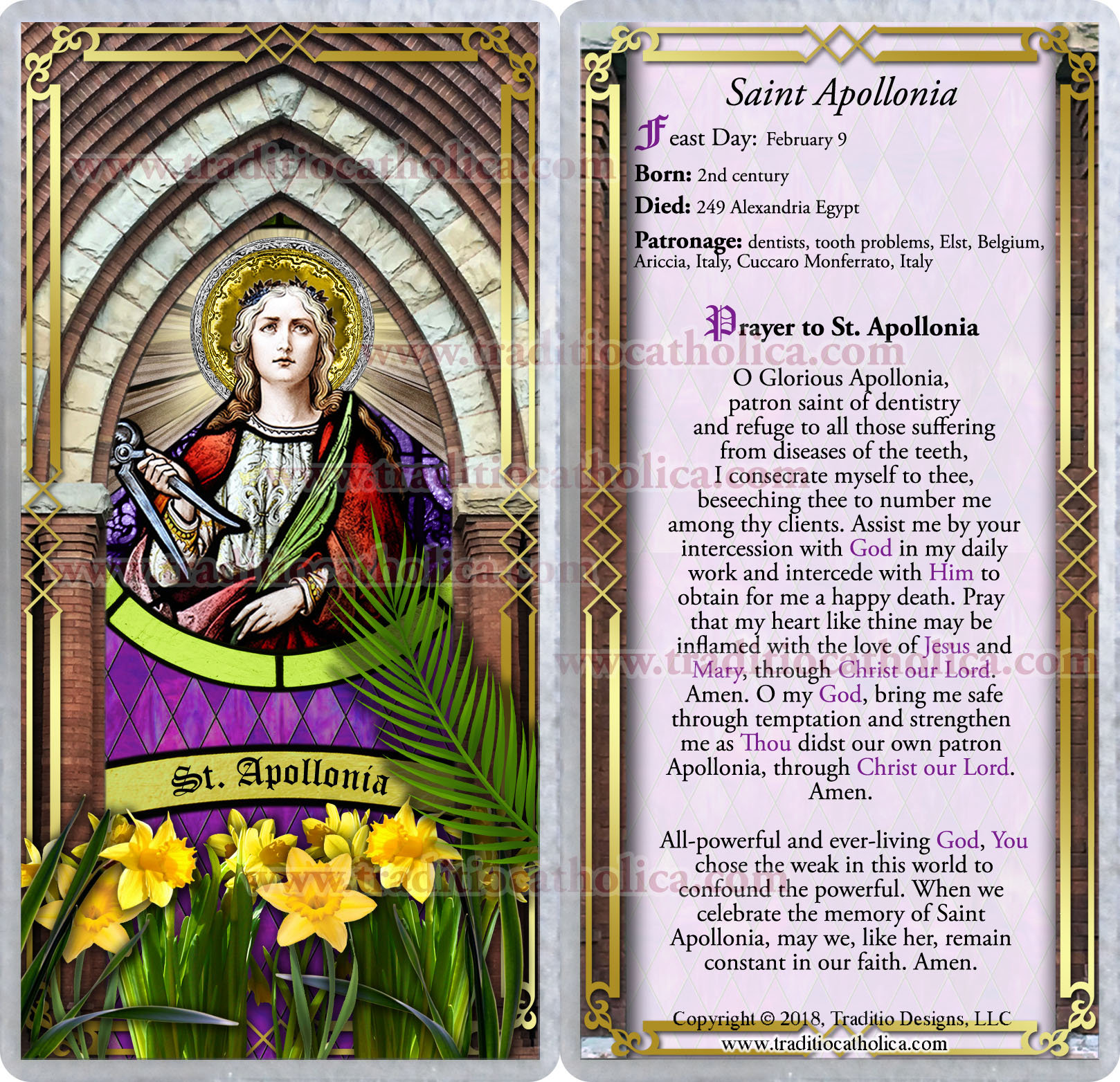 Saint Apollonia Ancient Egypt Laminated Holy Prayer Cards. | Etsy
