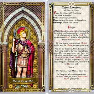 Saint Longinus Patron of Soldiers and Lost Items Laminated - Etsy