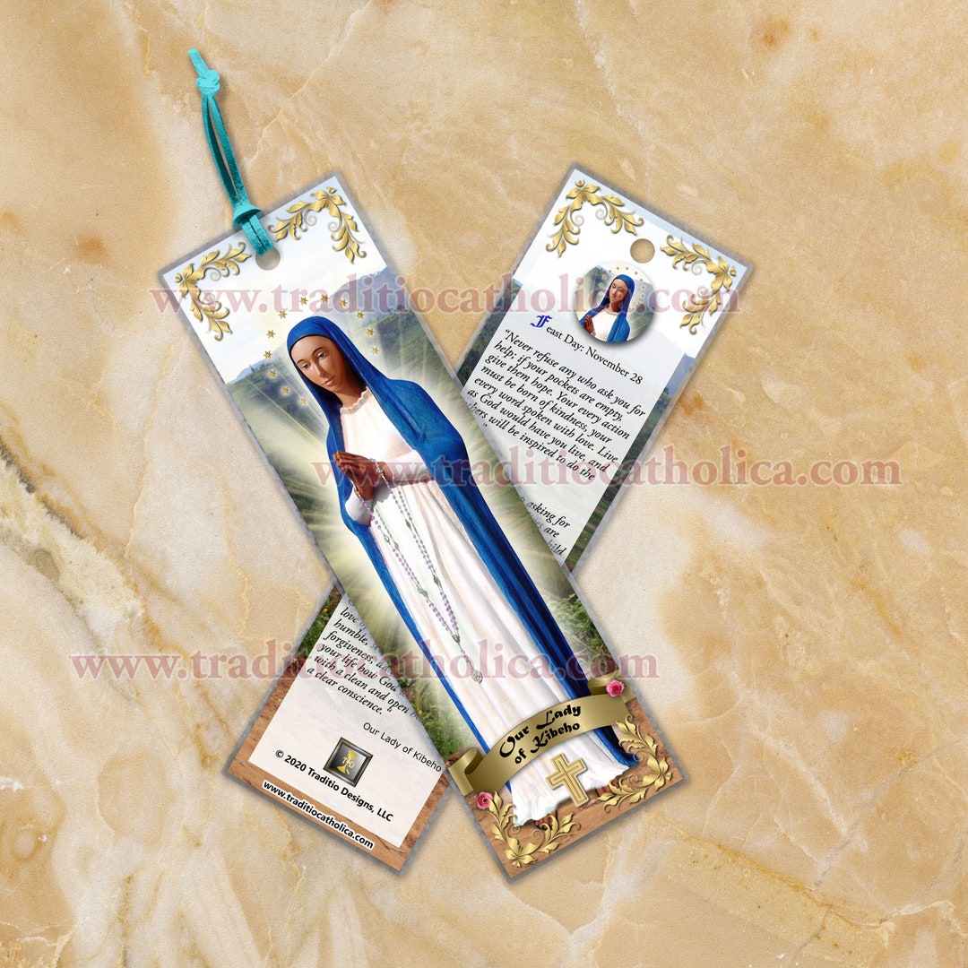 Our Lady of Kibeho, Rwanda Laminated Bible Scripture Bookmark. Statue ...