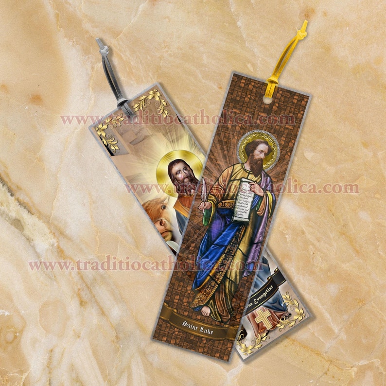 Saint Luke the Evangelist Laminated Bible Scripture Quote and Stained ...