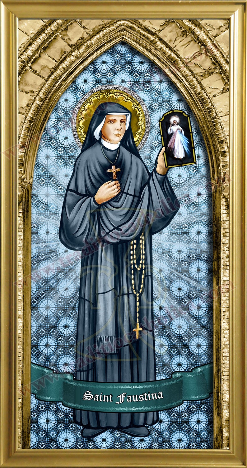 Saint St. Faustina of Divine Mercy Handcrafted Stained Glass | Etsy