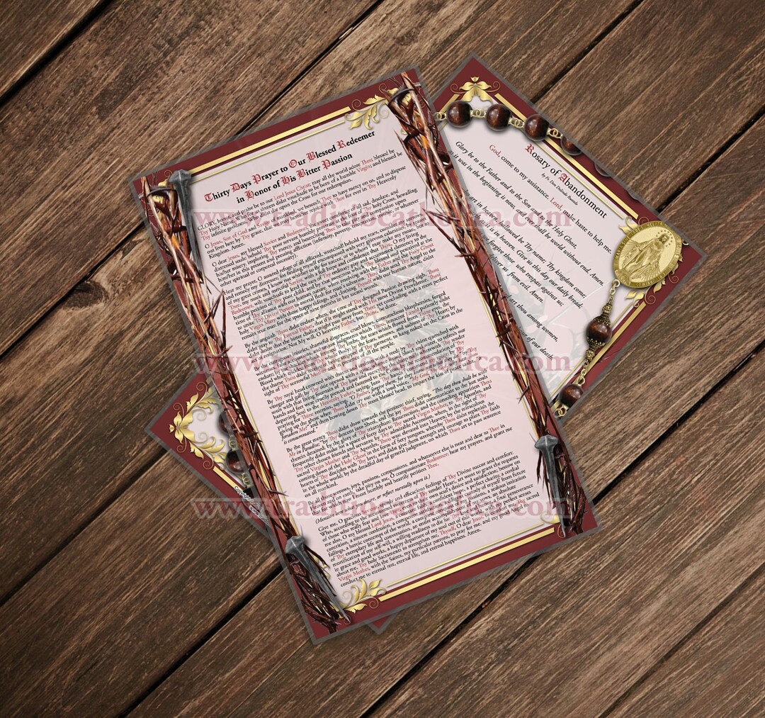 Thirty Days Prayer to Jesus Devotion Large Laminated Holy Prayer Card ...