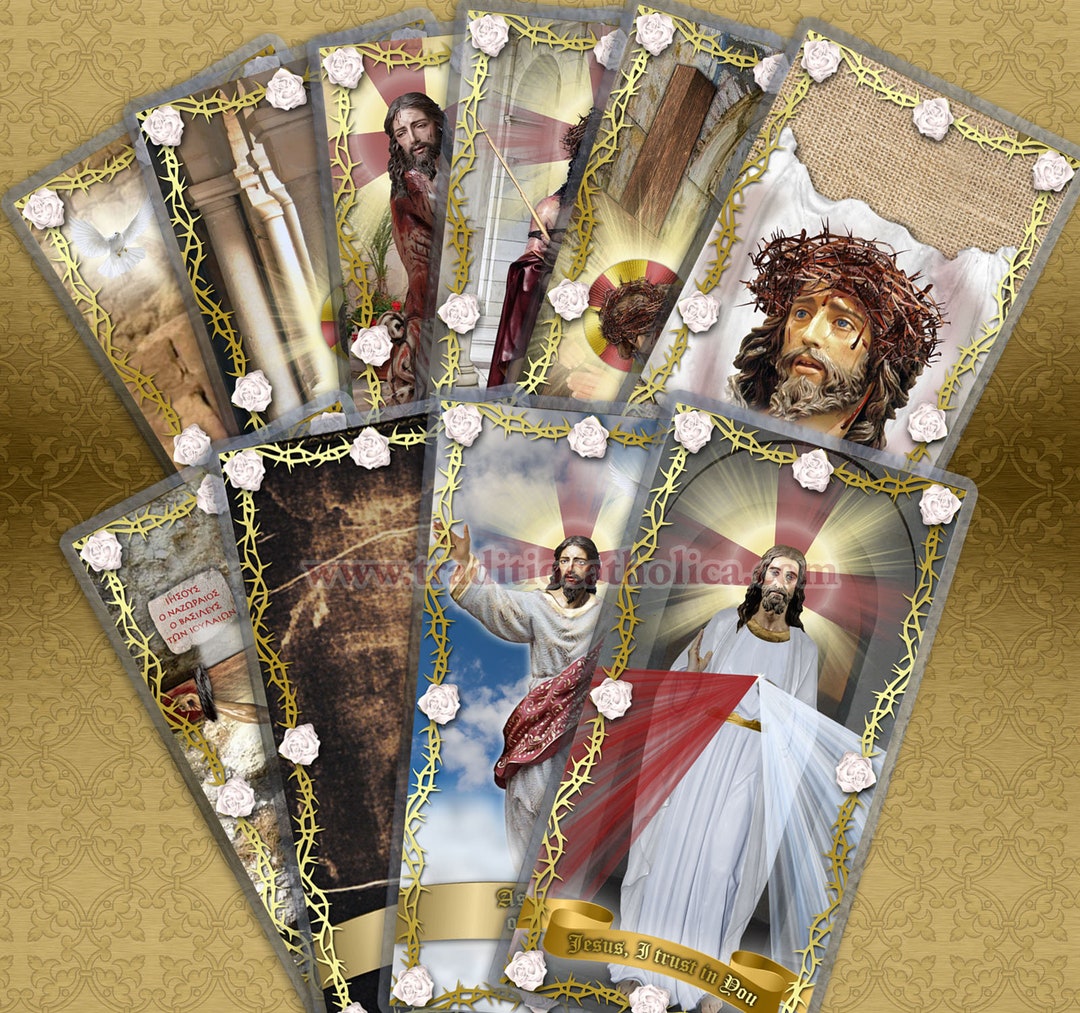 Life of Jesus Catholic Holy Prayer Card Gift Set. Realistic Holy Card ...