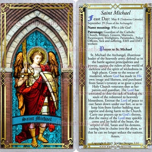 St. Saint Michael Archangel Laminated Holy Prayer Cards. Stained Glass ...