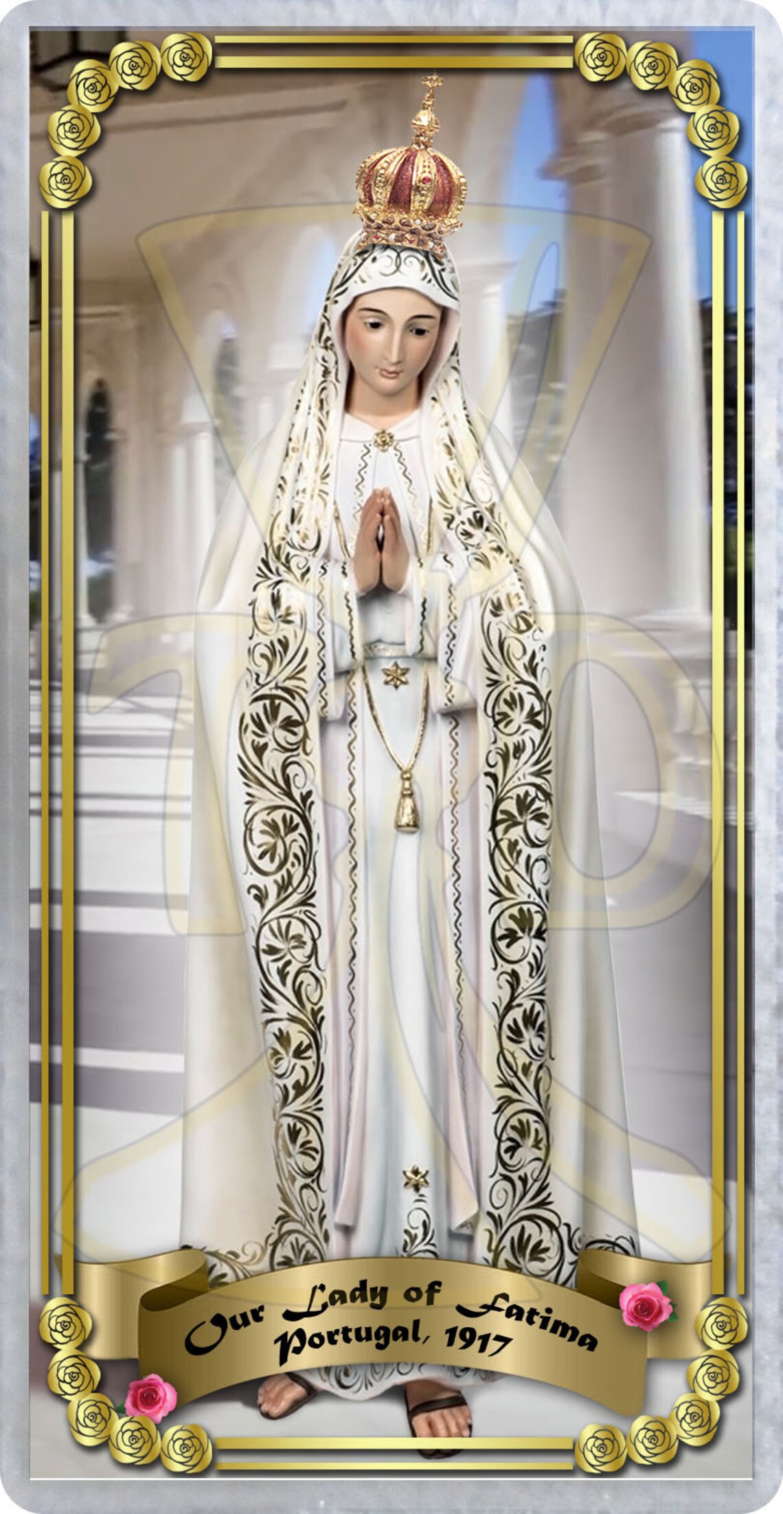 Our Lady of Fatima laminated Catholic Holy Card. Statue of | Etsy